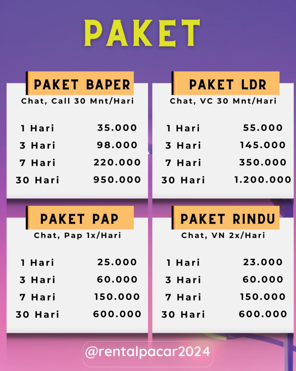 Price List - temanngedate